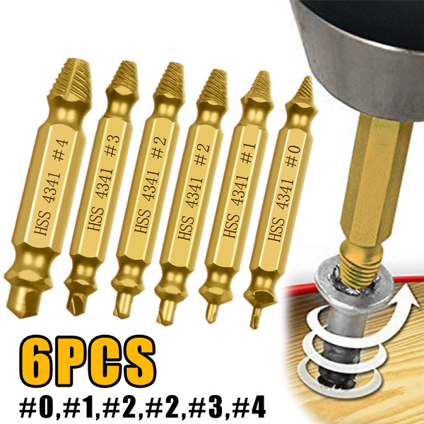 6Pcs/Set Damaged Screw Extractor Drill Bit Stripped Broken Screw Bolt ...
