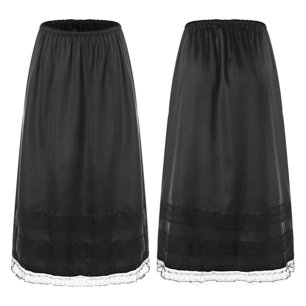 Womens Lace Underskirt Petticoat Under Dress Half Slip Lace Trim Long ...