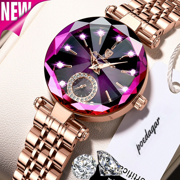 POEDAGAR Watch for Women Luxury Jewelry Design Rose Gold Steel Quartz ...