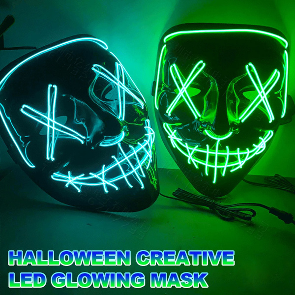 LED Mixed Color Halloween Mask Party Masquerade Masks Neon Maske Light ...