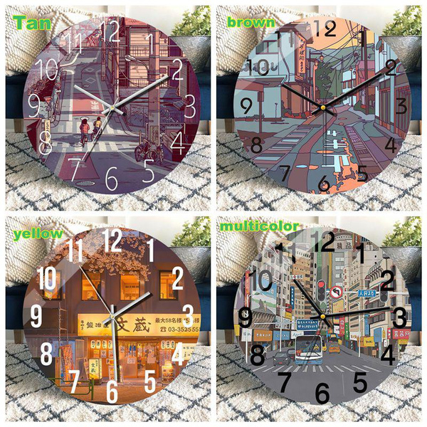 Anime Wall Clock Art Pattern Round Wall Clock Home Wall Clock Art ...