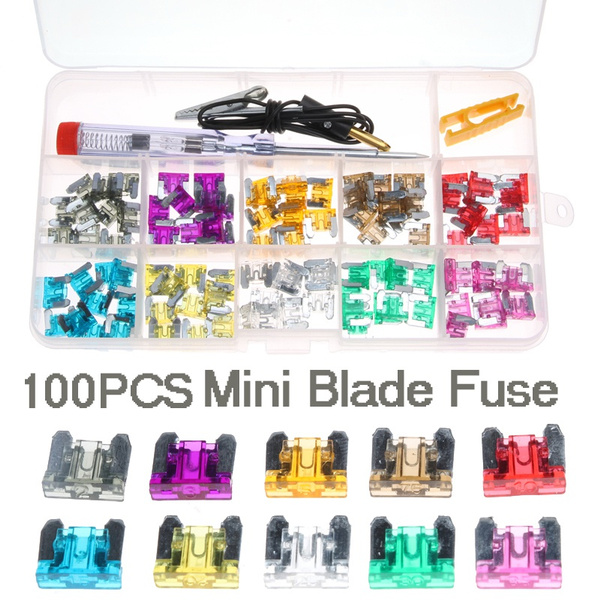 100PCS Mini Auto Car Zinc Blade Fuse Standard Fuse Blade Assortment Kit ...