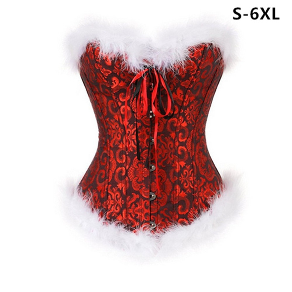 white fur trimmed corset sexy dancewear costumes body shaper sexy red ...