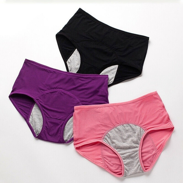 1/2 Pack Women's Leakproof Period Knickers Cotton Panties Menstrual ...