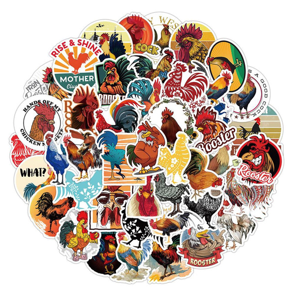 50pcs Cartoon Rooster Stickers For Laptop Suitcase Scrapbook Stationery ...