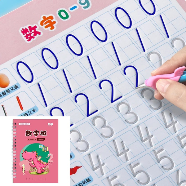 3Pcs/Set Reusable Children 3D Copybook For Calligraphy Numbers ...