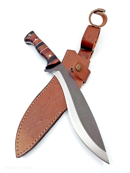 13,38'' Full Tang Blade Kukri, Handmade Tropical Wood Kukri Knife, Khukuri Gurkha, Fixed Machete ...