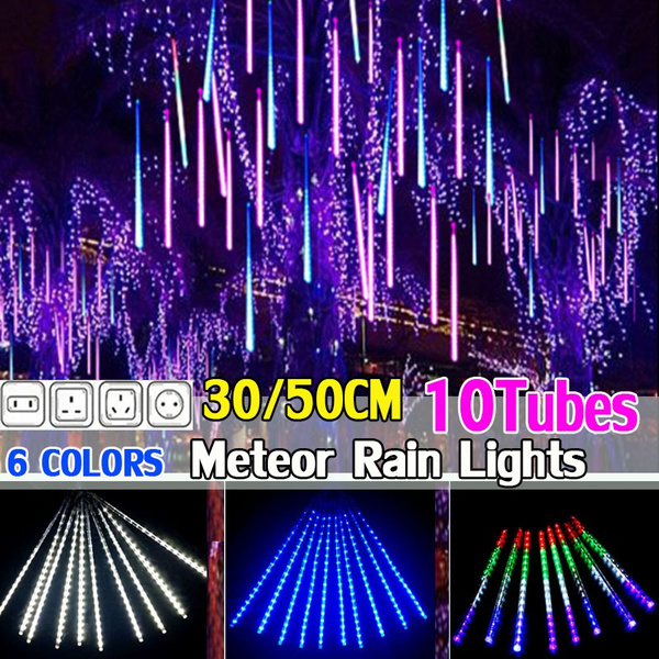 10 Tubes 30/50cm LED Meteor Shower Rain String Lights Waterproof ...
