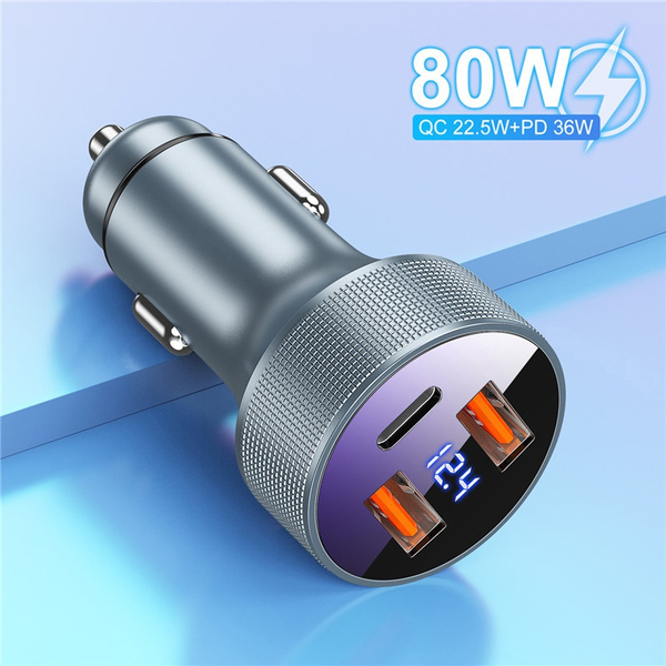 2022 NEW USB Car Charger QC 3.0 80W 5A Type C PD Fast Charging Car ...