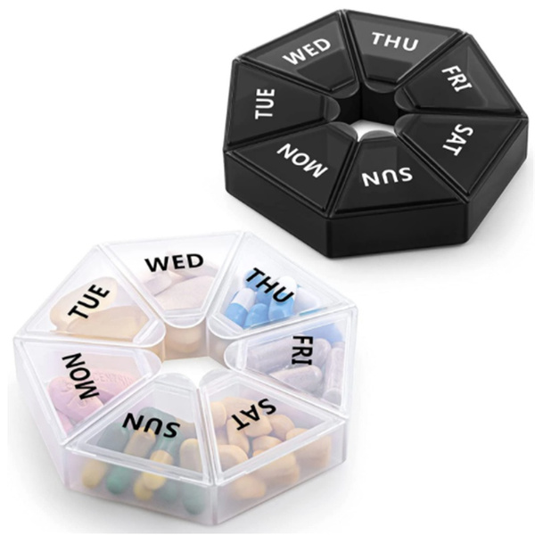 1/2pcs Plastic Pill Case Portable Medicine Travel Organizer 7 Days ...