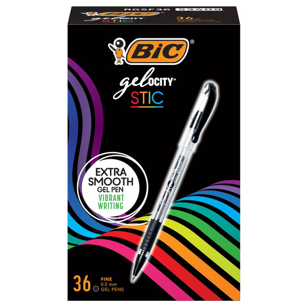 Bic Gelocity Smooth Gel Pens Fine Point 05mm Black For A Smooth Writing Experience 36