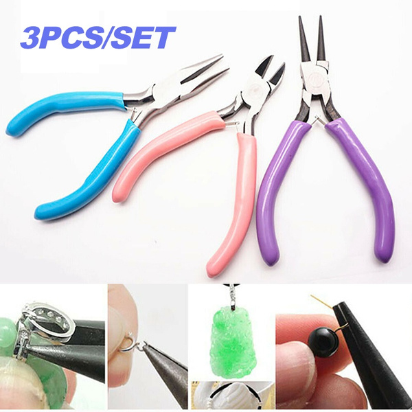 3Pcs Jewellery Pliers Set Kit Beading Round Mini Nose Flat Jewelry ...