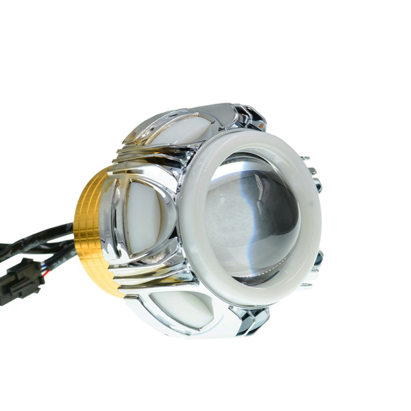 Motorcycle Headlight Laser Cannon LED Work Light Double Halo Lens Angel ...