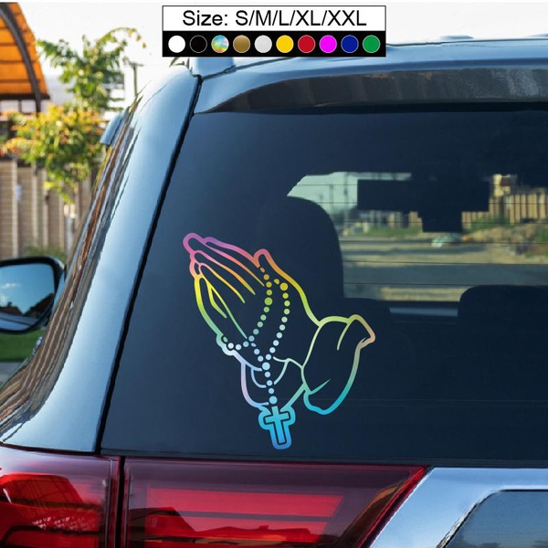 1PC Christian Cross Creative Car Decals Pray Reflective Auto Stickers ...