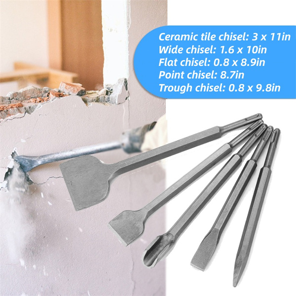 Electric Hammer Drill Bit Chisel Plus Hammer Bits Set Fit Concrete ...