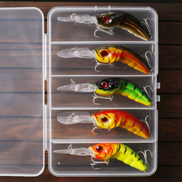 5PCS/BOX Large Diving Lip Crankbait 100mm 13g Floating Minnow Lure ...