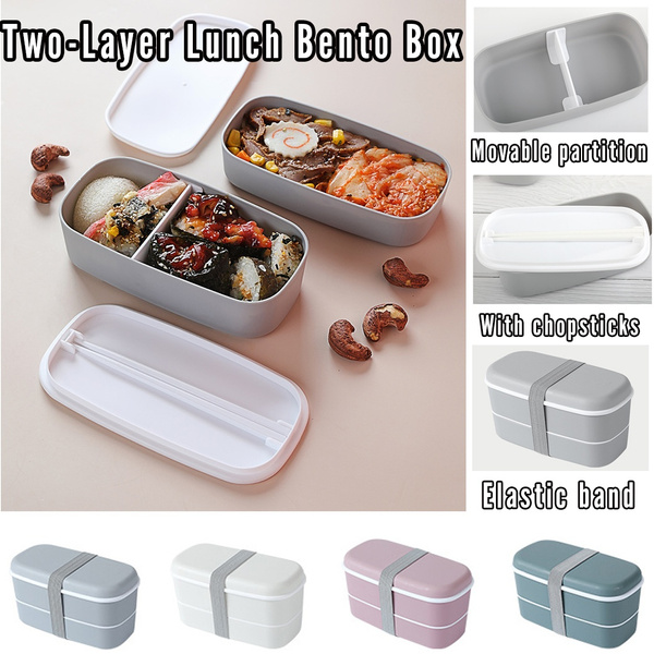 Hot Sale! Office Campingstuff New Bento Lunch Box Two-Layer Plastic ...