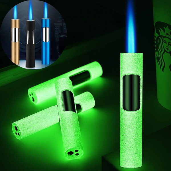 New Luminous Flashlight Lighter Gas Jet Windproof Cigarette Lighter ...
