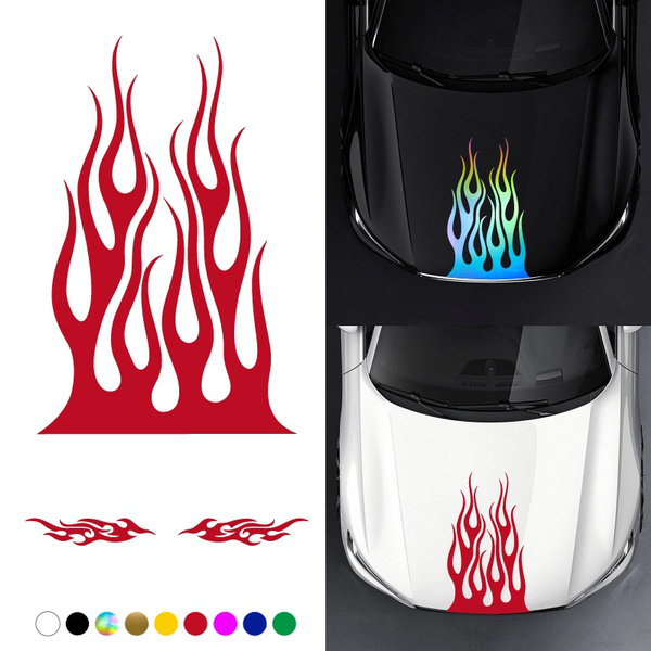 3Pcs 33" Fire Flame Graphic Universal Decal Sticker Hood Vinyl ...