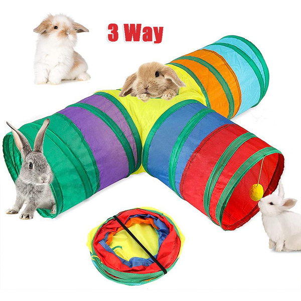 Bunny Tunnels & Tubes Collapsible 3 Way Bunny Hideout Small Animal ...