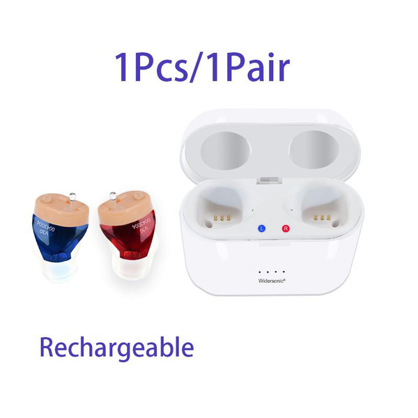 1Pair/1Pcs Rechargeable ITC Hearing Aid with A Charging Case Portable Hearing Amplifier ...
