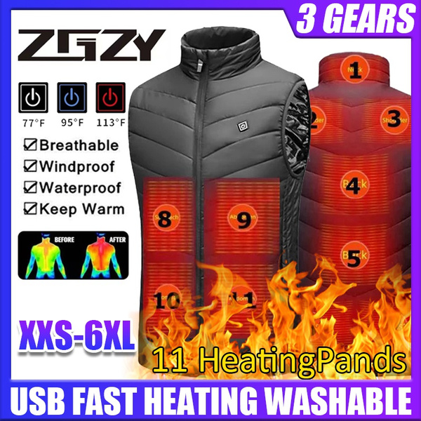 ZGZY 11 Heated Vest Men Outdoor USB Infrared Heating Vest Jacket Men ...