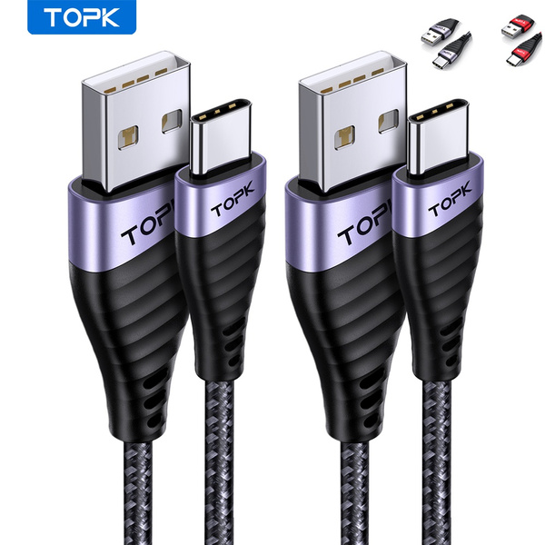 TOPK 2Pack 6 ft USB C Cable Fast Charging USB-A to Type C Nylon Braided ...