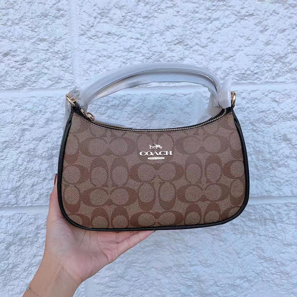 Coach CA548 Teri Shoulder Bag In Signature Canvas In Gold/KHAKI/BLACK ...