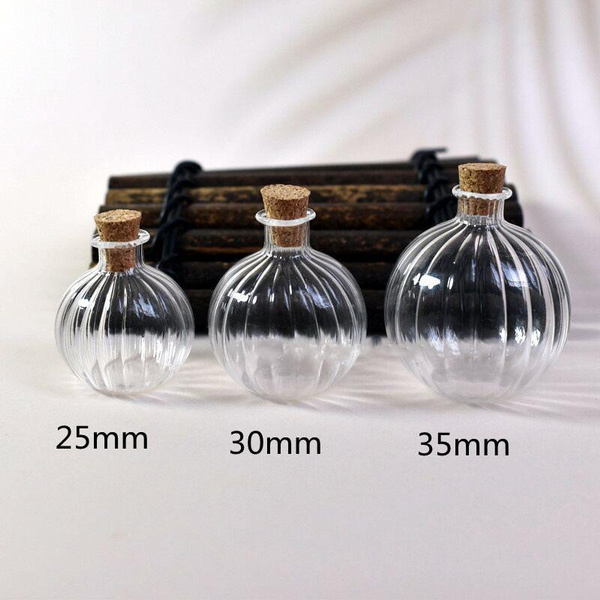25/30/35mm Stripe Round Glass Spherical Bottle Vial With Cork Lids ...