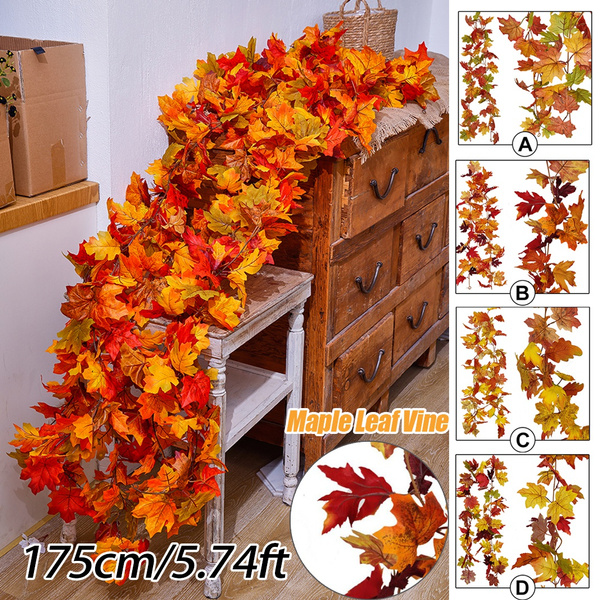 175cm/5.74ft Maple Leaf Fall Fake Silk Leaves Craft Wedding Party ...
