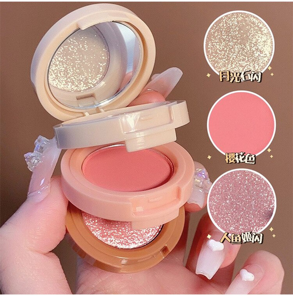 Highlight Korean Blush High Gloss Blush Plate Multi Purpose Fine Powder Is Not Easy To Fly Wish