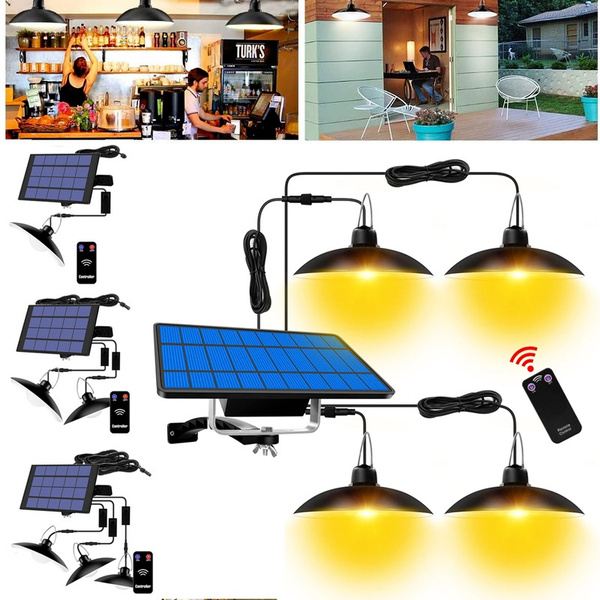 1/2/3/4 Head Optional Solar Remote Hanging Lamp, Indoor Outdoor Solar ...