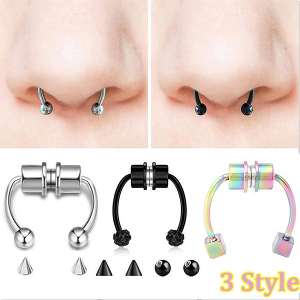 New Fake Magnetic Horseshoe Rings 316L Stainless Steel Faux Septum ...