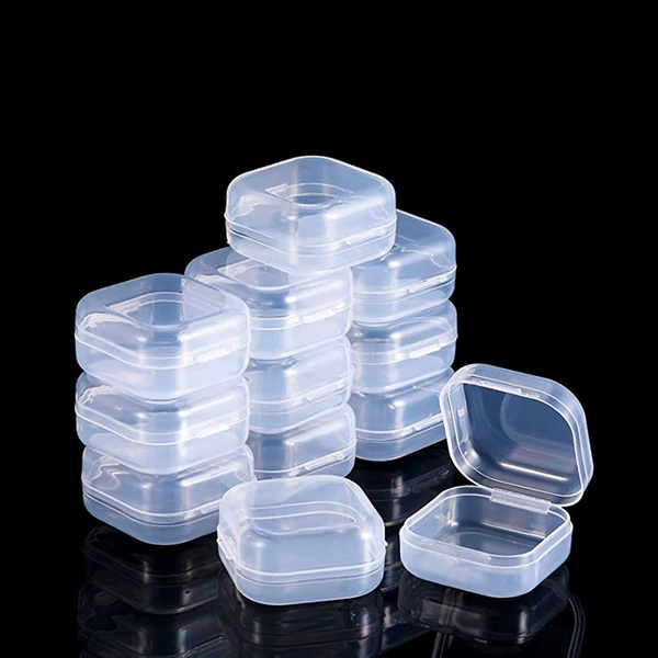 10-20Pcs Square Plastic Storage Box Jewelry Container Transparent ...