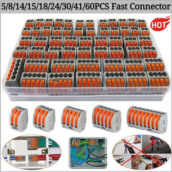 5/8/14/15/18/24/30/41/60PCS Wire Connector Universal Compact Wiring ...