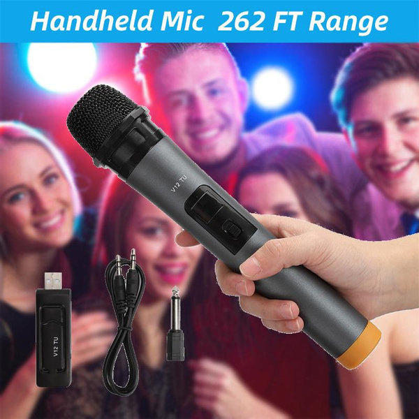 Wireless Microphone Handheld Mic With Receiver 262 FT Range, Portable ...