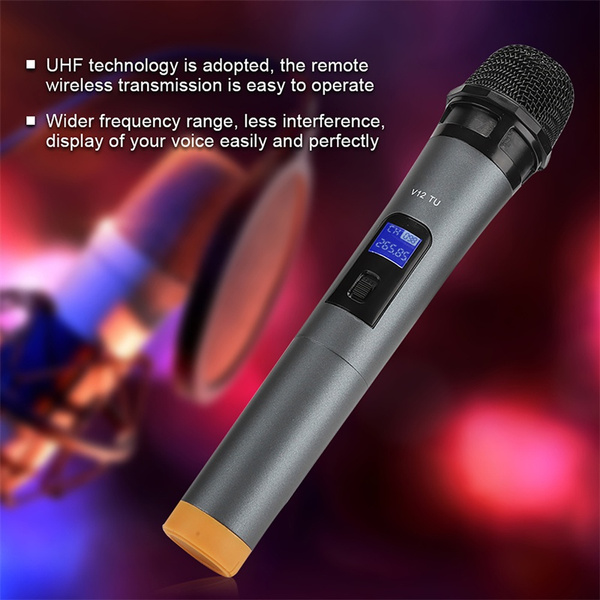 Wireless Microphone, UHF Cordless Handheld Mic With Receiver, For ...