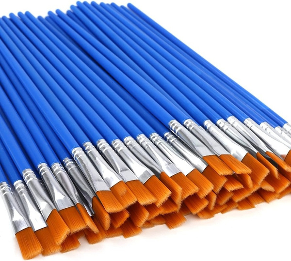 10 Pcs Flat Paint Brushes, Mini Paint Brush Bulk, Small Tiny Painting ...