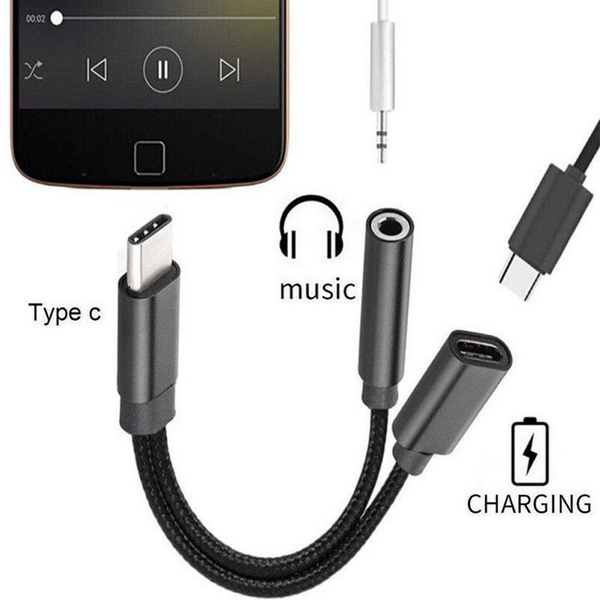 2IN1 Type C To 3.5mm Jack Earphone Charging Cable Converter USB 3.0 to ...