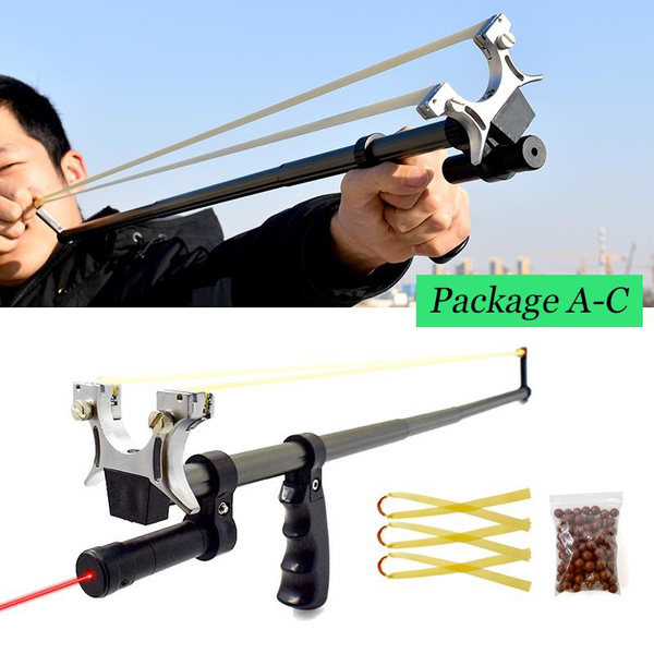 Telescopic Long Slingshot High Power Catapult with Red Rubber Band ...