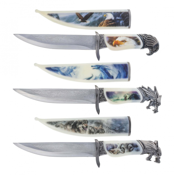 Collectors Mythic Beasts Animals Etched Dagger Bowie Knives Gift Set ...