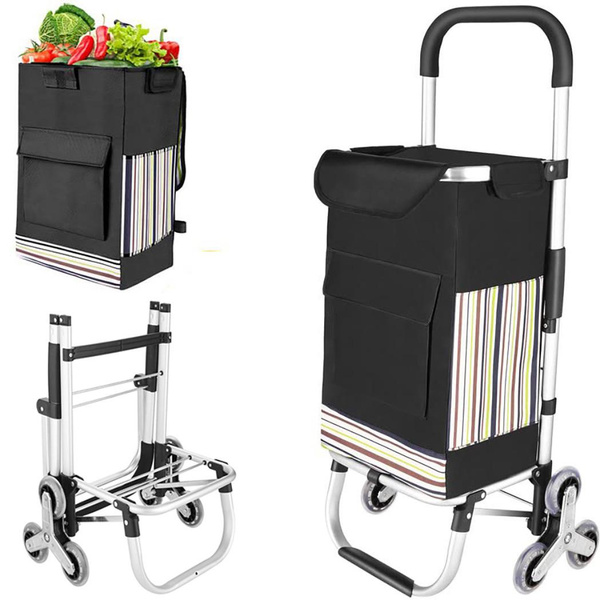 Foldable Shopping Cart Grocery, Stair Climber Cart on Wheels, 2-in-1 ...