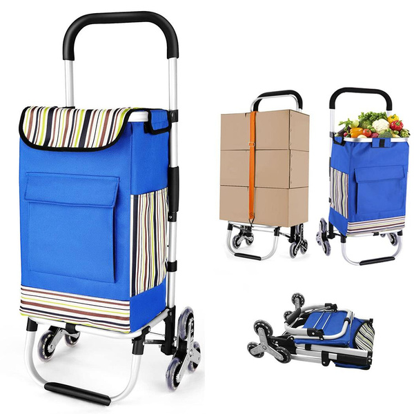 Foldable Shopping Cart Grocery, Stair Climber Cart on Wheels, 2-in-1 ...