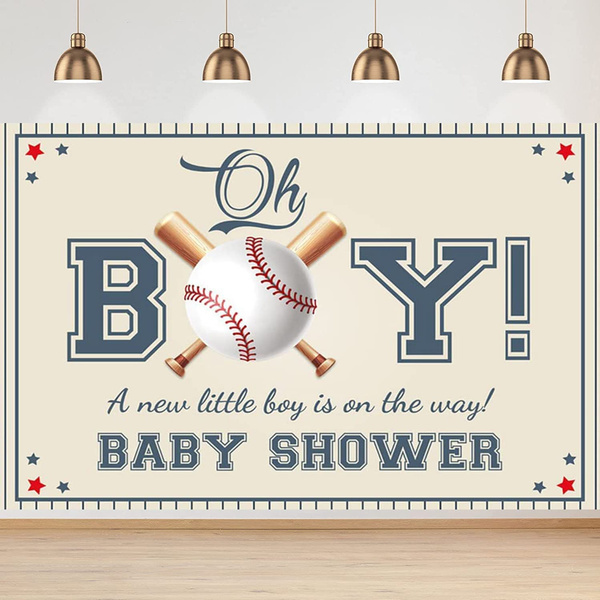 Baseball Themed Baby Shower Banner Backdrop Baseball Gender Reveal ...