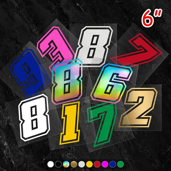 1PC Creative Car Stickers 6 Inch Car Stickers Racing 0-9 Number Vinyl ...