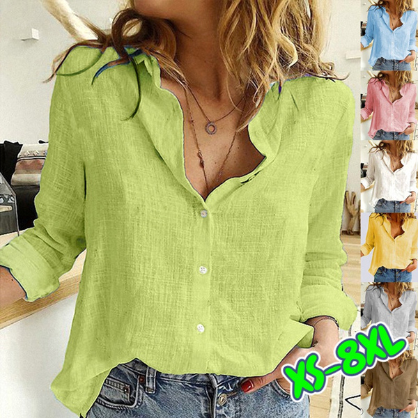 XS-8XL Plus Size Fashion Clothes Women's Casual Autumn Shirts Long ...