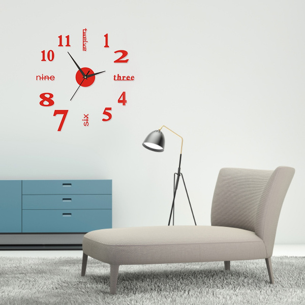 3D Wall Clock Mirror Wall Stickers Creative DIY Watch Clock Removable ...
