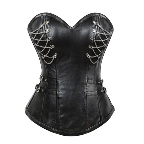 Plus Size Women Corsets Tight Lacing Up Waist Cinchers Rock Steampunk