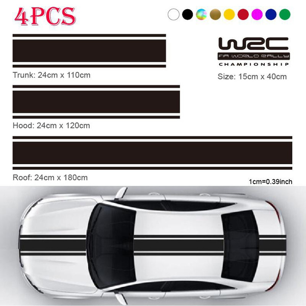 4PCS WRC FIA World Rally Championship Stripe Set Car Hood Roof Trunk ...