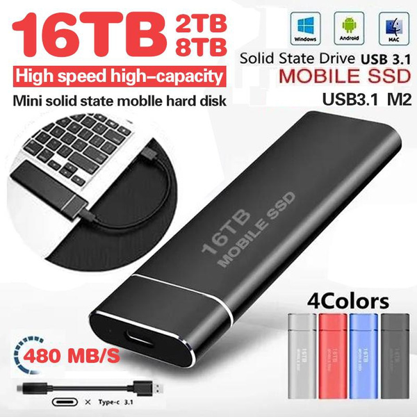 Mini portable USB 3.1 High Speed 2/8/16TB Solid State Mobile External ...